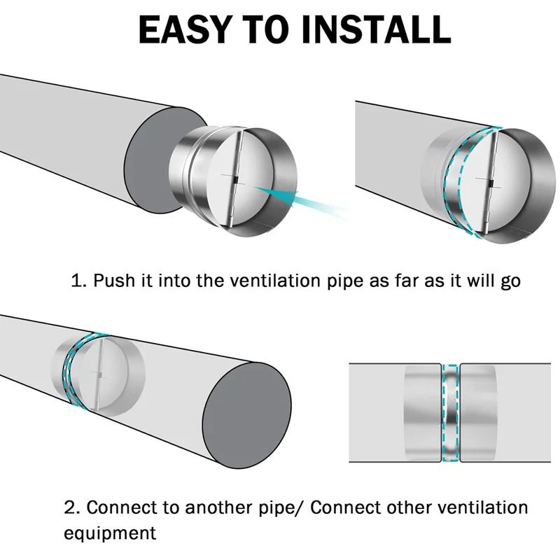 4 Inch Backdraft Damper Duct Stopper 1 Way Airflow Ducting Insert ...