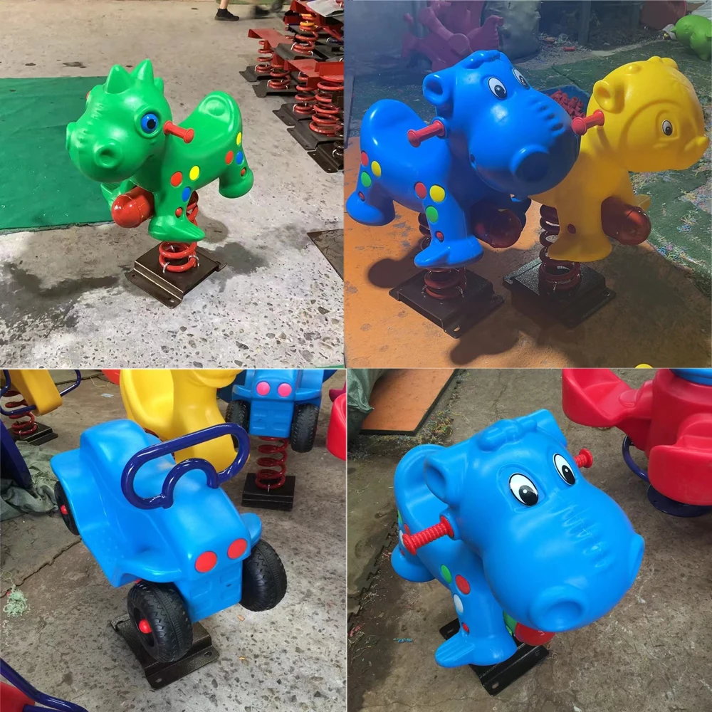 Double Pe Board Cartoon Animals Kindergarten Rider Toys Spring Rocking ...