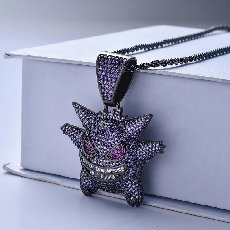 Bincho 18K Gold Plated Cartoon Gengar Pendant Necklace 3A Cubic ...