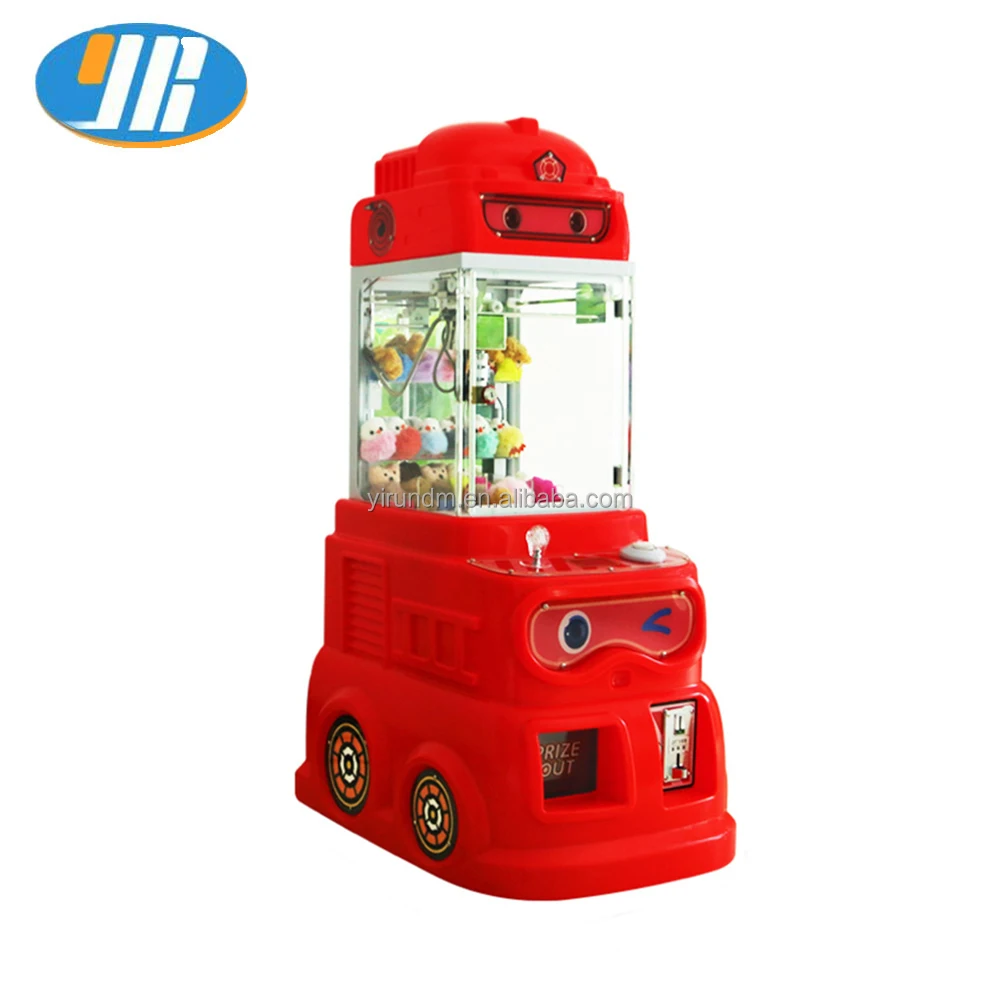Mini Fire Truck Crane Machine Amusement Coin Games With Plush Toy Claw ...