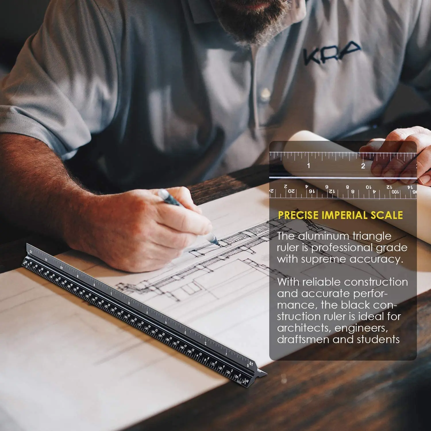 Black Aluminum Architect Scale Triangular Scale Ruler For Engineers ...