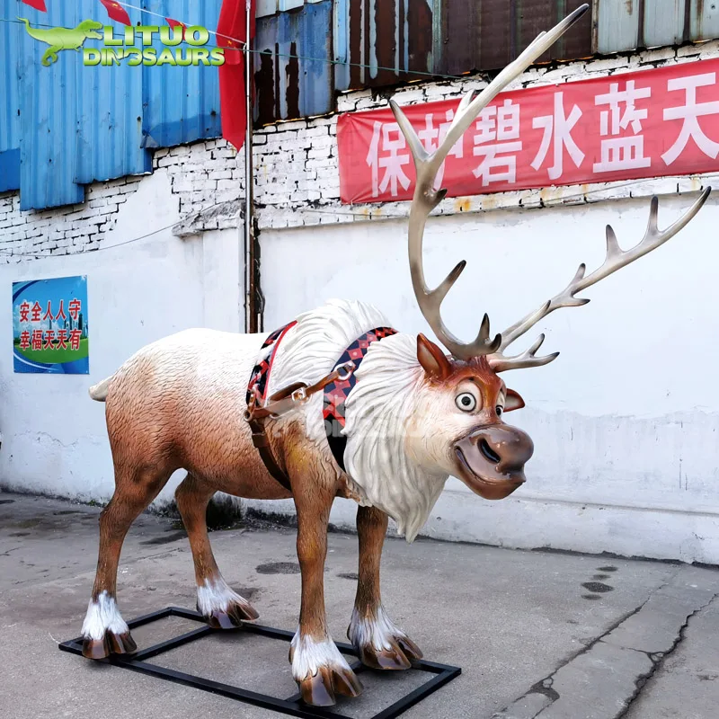 Animated Life Size Cartoon Moose Reindeer Statue for Christmas