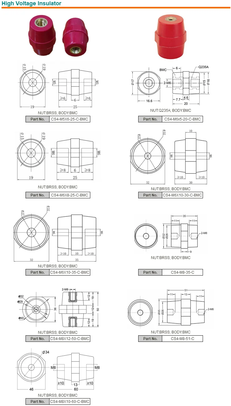 Aluminium 50x8 Busbar Insulators 10kv Rated Voltage Support Bar ...