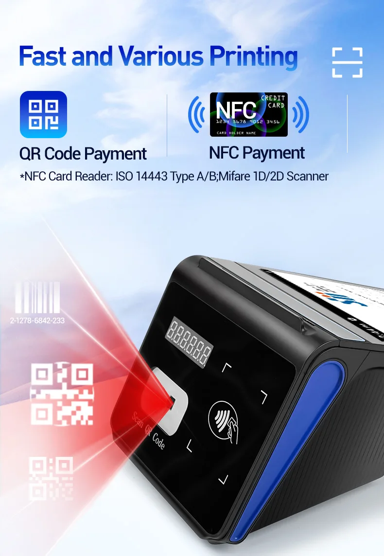 F1-88 8 Inch Food Ordering Portable Android Pos Payment Machine All In ...