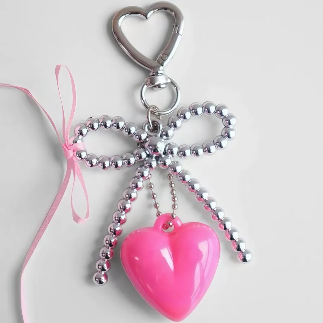 Wholesale Beaded Bow Keychain Fashion Bowknot Heart Bag Pendant Key ...