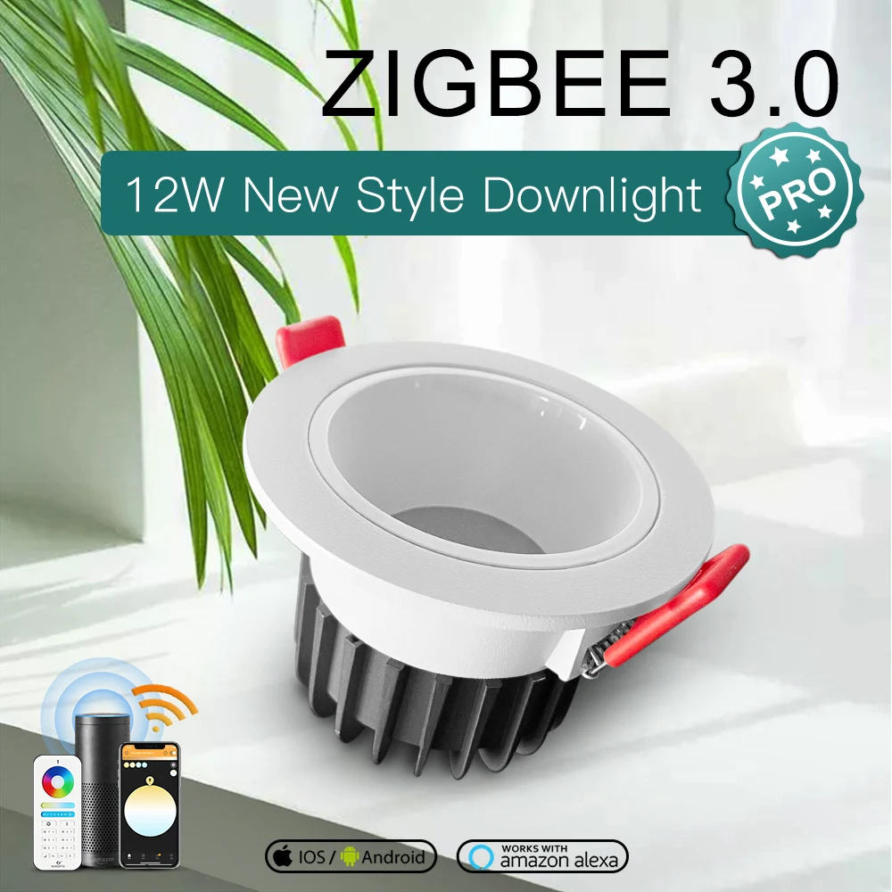 12w Rgb+cct Zigbee Smart Led Ceiling Downlight Embedded Light Colors ...