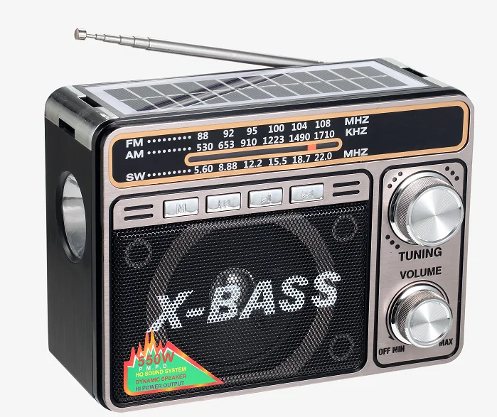 Solar Powered Radio with LED Light - Portable & Wireless