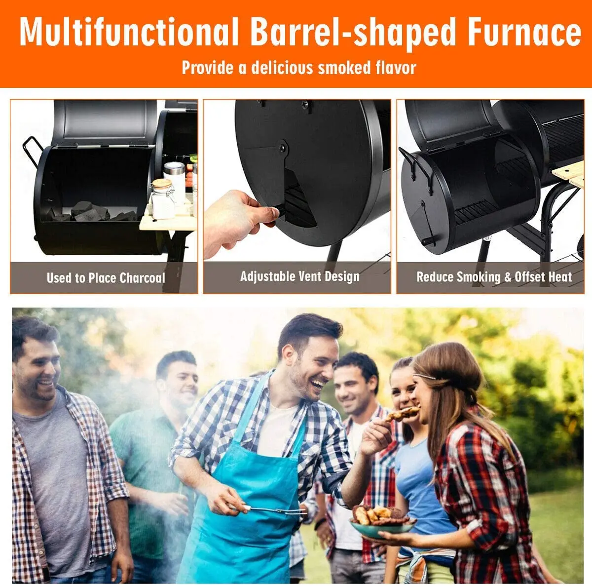 Outdoor Heavy Duty Barrel Smoker Bbq Grill Outdoor Offset Argentine ...