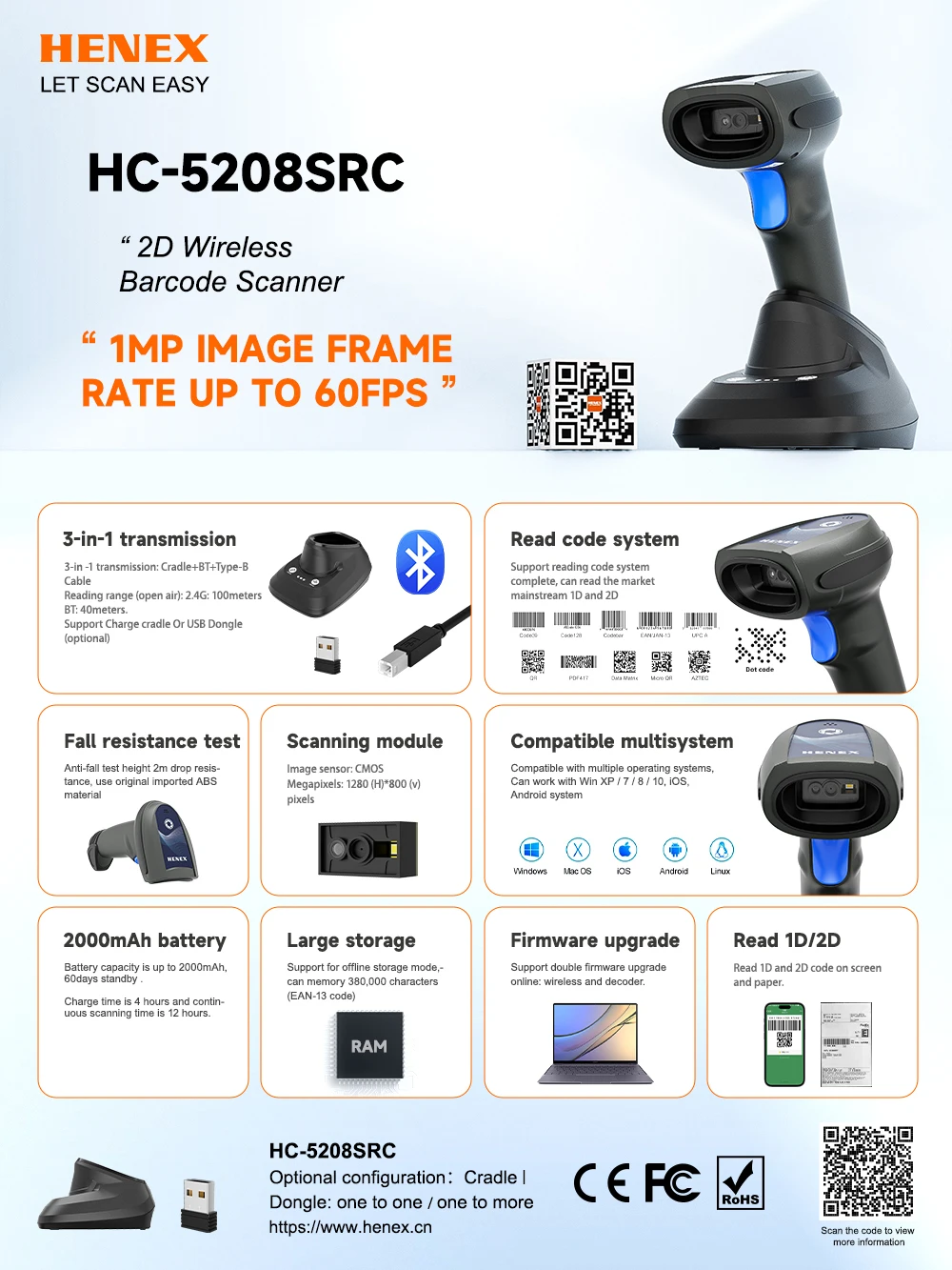 Alibaba.com: Henex Hand OCR Auto Scanner, Passport Barcode Reader ...