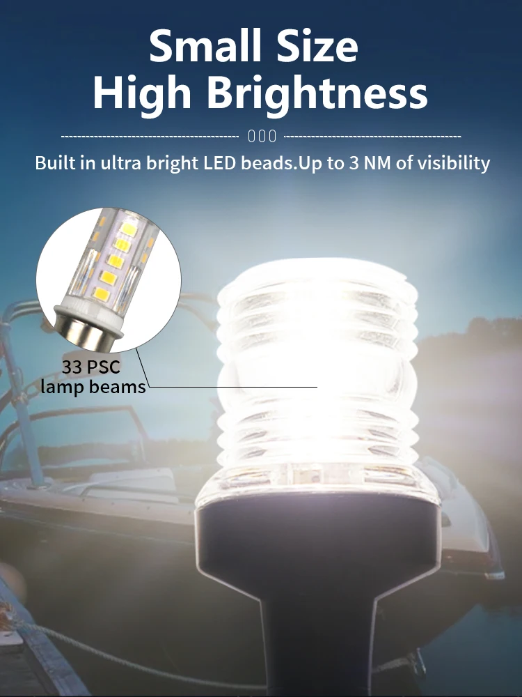 3nm Boat Yacht Marine 12v 360 Degrees White Navigation Led Anchor Light ...