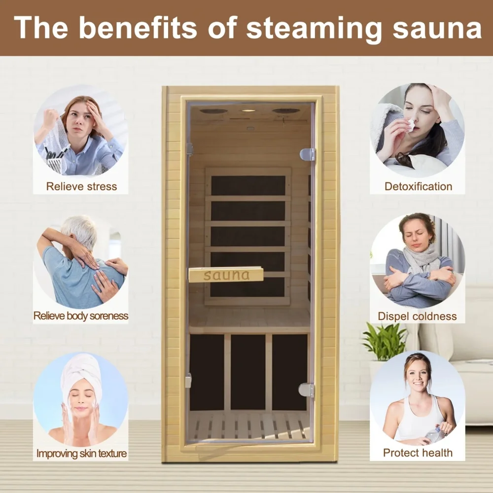 Wooden Indoor Sauna Room for Personal 1 Person Home Spa Sauna Bath ...