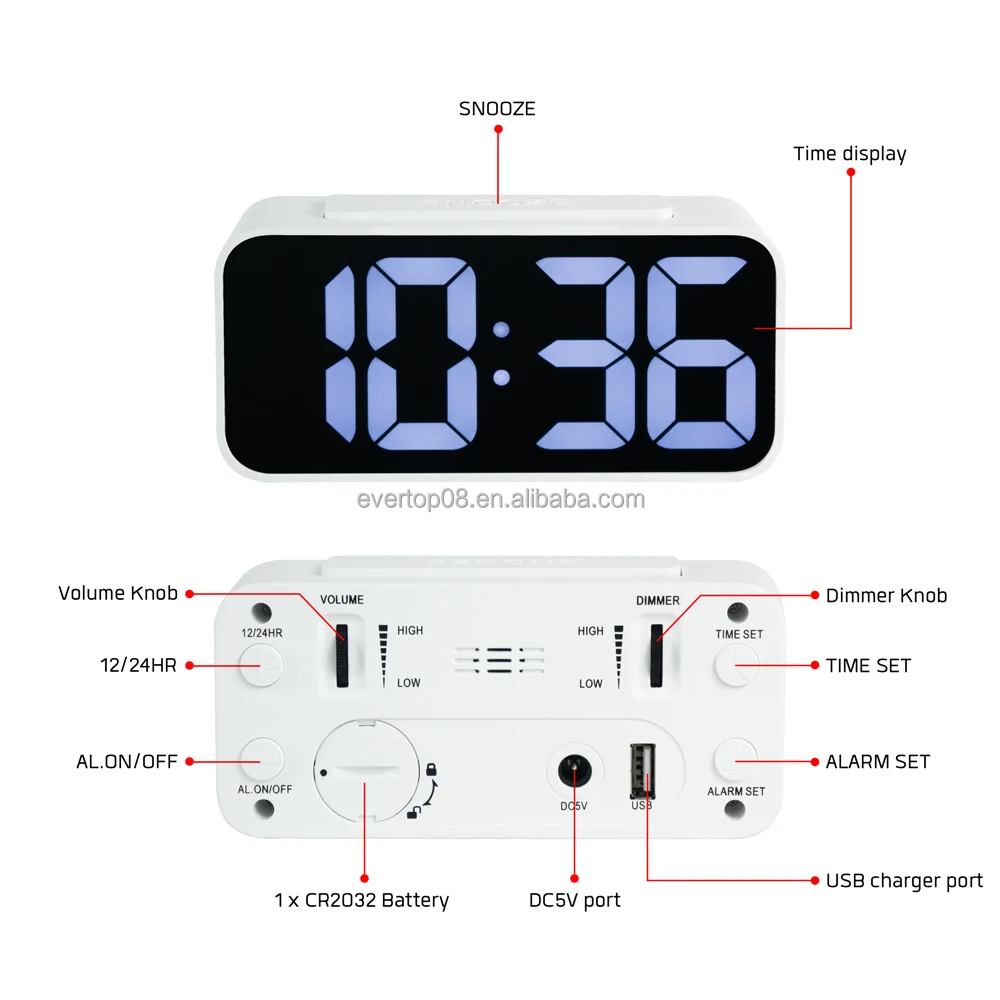2024 Evertop Huge Alarm Clock - Easy Operation & LUMINOVA