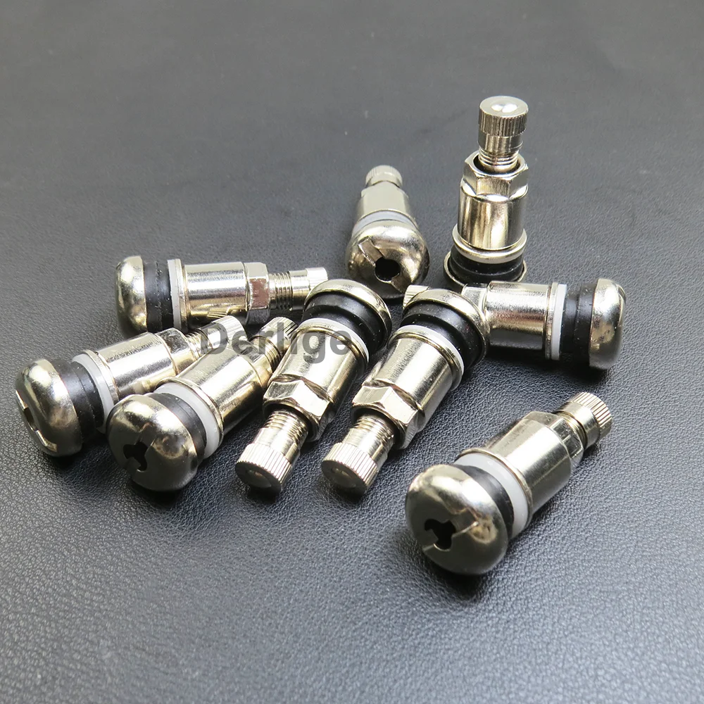 Car Silver Metal Clamp-in Tubeless Tire Valve Stem - Universal Schrader ...