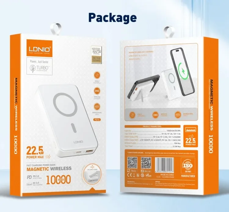 Ldnio Pq16 Portable Magnetic Wireless Charging Power Bank 10000mah ...