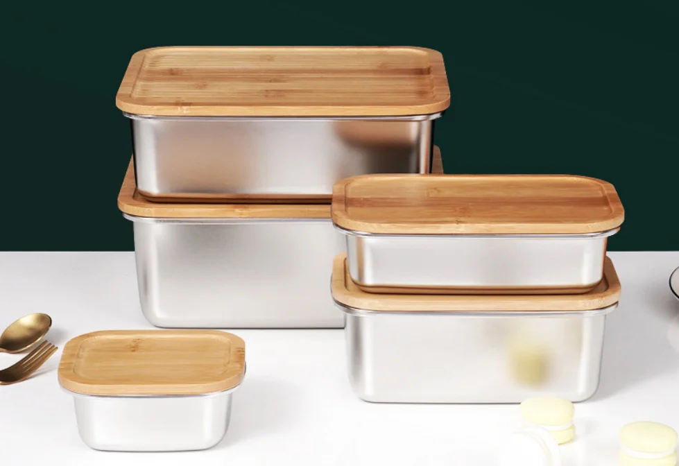 Eco-friendly Ss304 Bamboo Lid Lunch Box,Sealed Outdoor Lunch Box ...