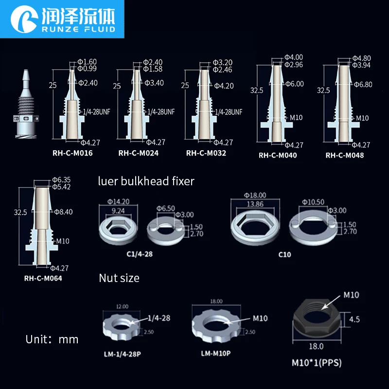 Flanges and Fittings - Luer Lock Connector Male Luer-Lock End