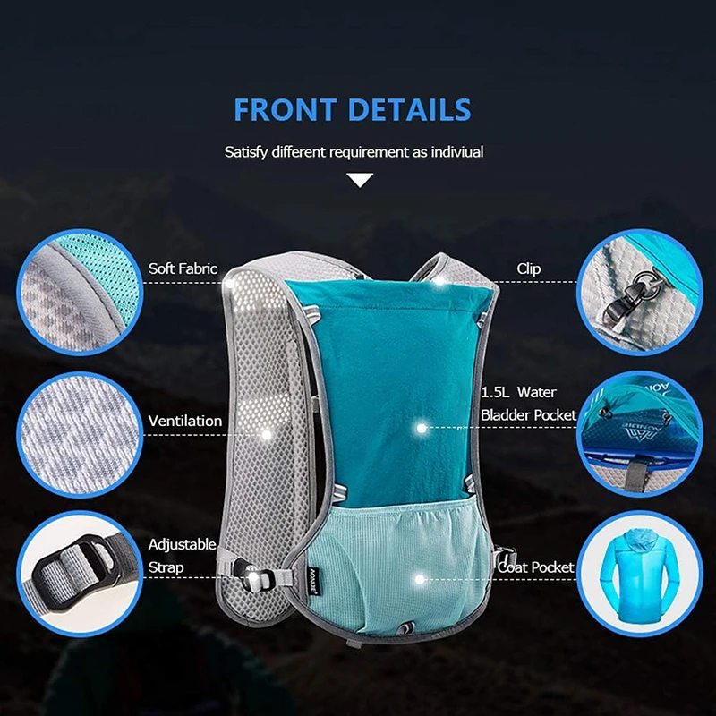 Outdoors Trail Marathon Running Hydration Pack - Cycling Hiking Vest