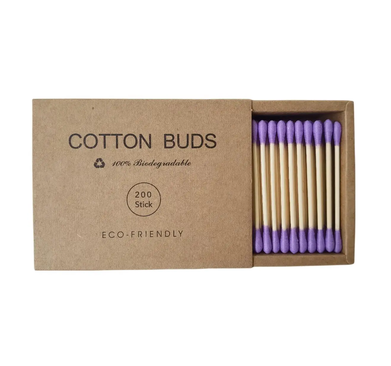 Eco-friendly Colored Cotton Swabs with Bamboo Ear Stick
