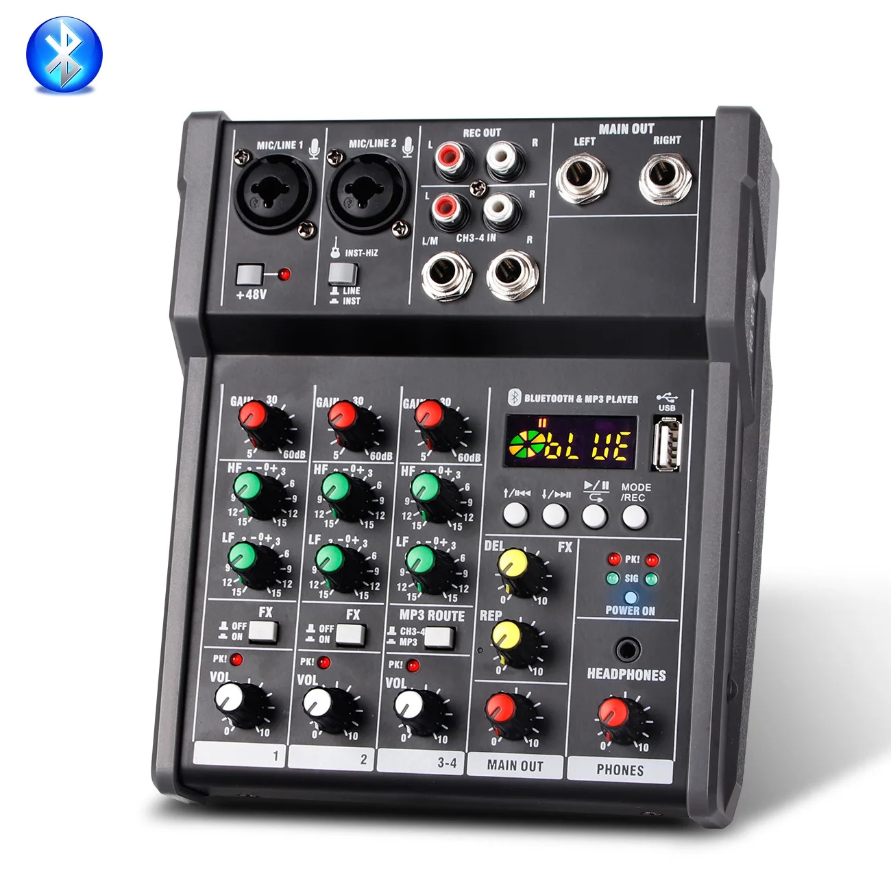 Mixing Console with Built UHF Wireless Microfono 2 in One Kit