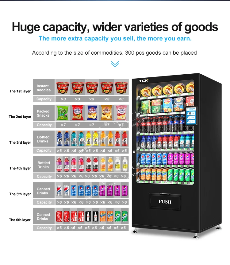 TCN Vending Machine - Smart Cashless Design with QR Code