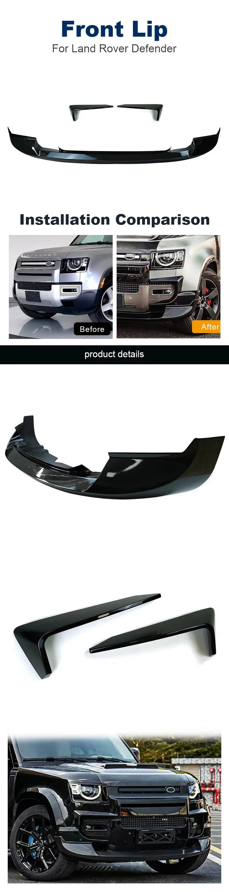 Auto Parts Body Kit Front Bumper Lip Wind Knife Bumper For Land Rover ...