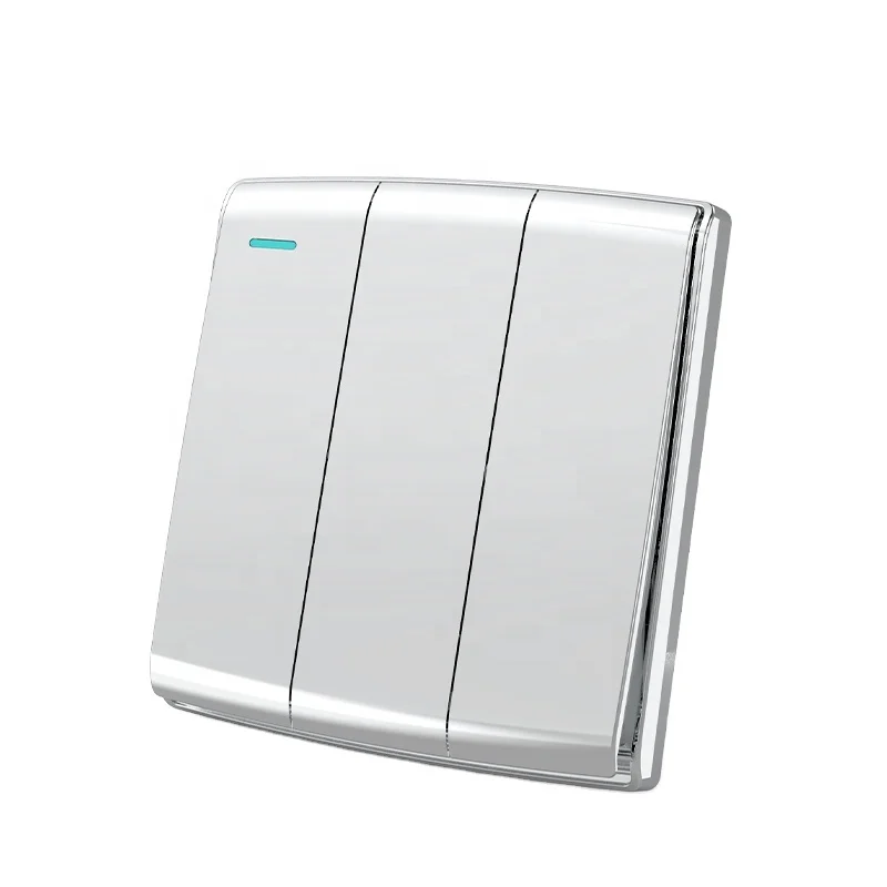 Sirode S2 Series British Standard Modern Silver Color Luxury 3 Gang 1 ...