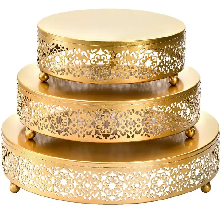 Modern Design 3 Tier Buffet Display Stand Gold Wedding Cake Stand For ...