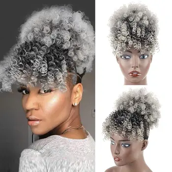 Synthetic Puff Afro Short Kinky Curly Chignon Hair Bun Drawstring ...