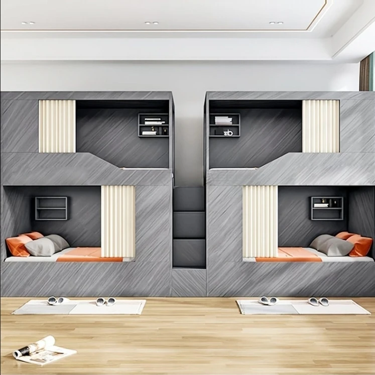 Customized Space Capsule Hotel Bed Wood Double Capsule Bed Hotel ...