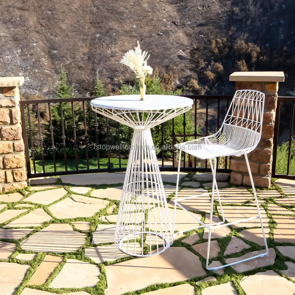 High Top Bar Tables Cocktail Table Steel Wire Tall Restaurant Cafe High ...