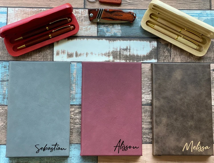 Classic Custom Laser Engraved Notebook Cover Personalized Diary Office ...