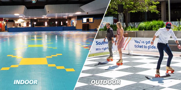 Indoor and Outdoor Floor Mats - Interlocking Tiles for Roller Skating Rinks