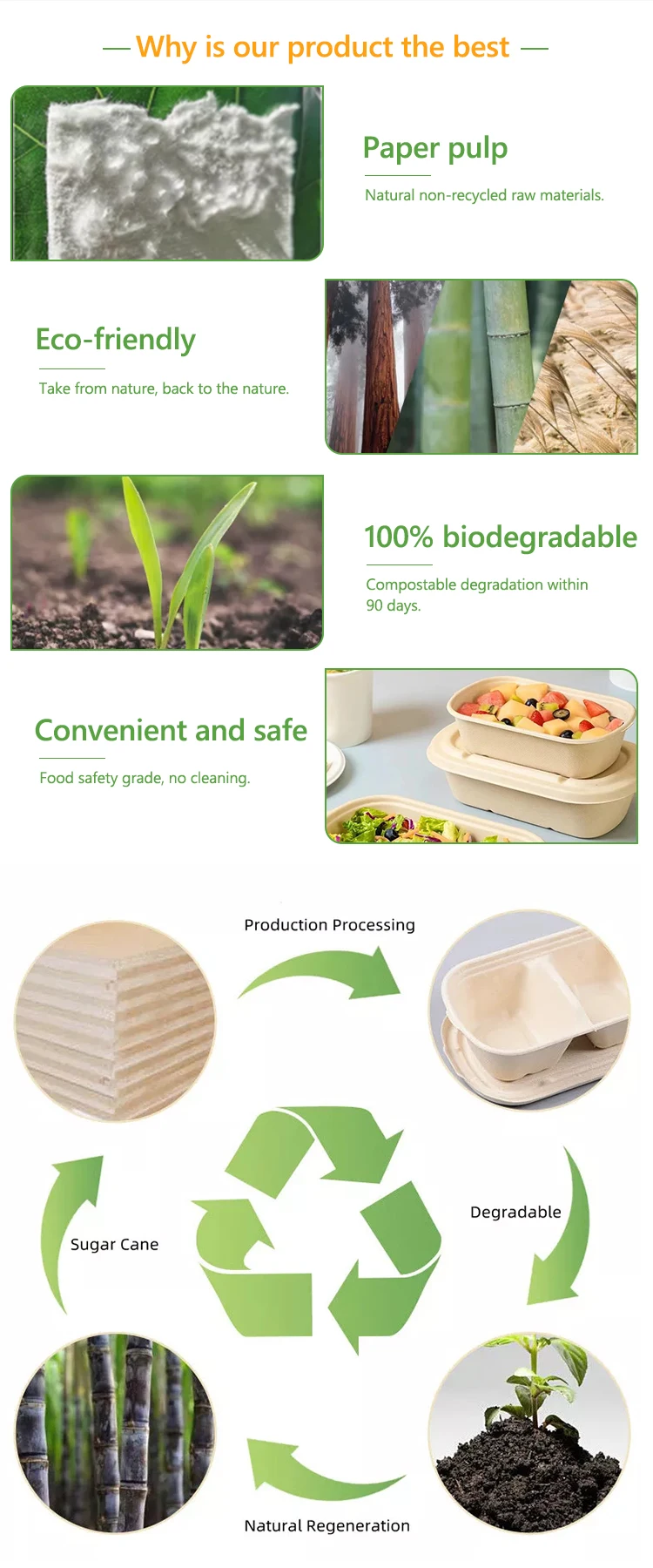 Biodegradable Catering Takeaway Packaging Boxes Sugarcane Pulp For Fast ...