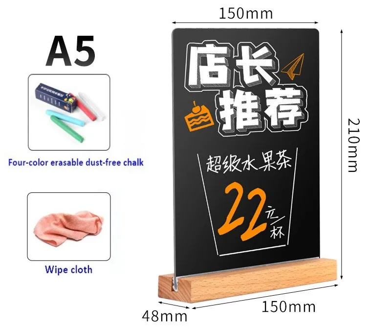 DIY Handwriting Acrylic Menu Sign Board, A4 A5 A6 T L Shaped Tabletop ...