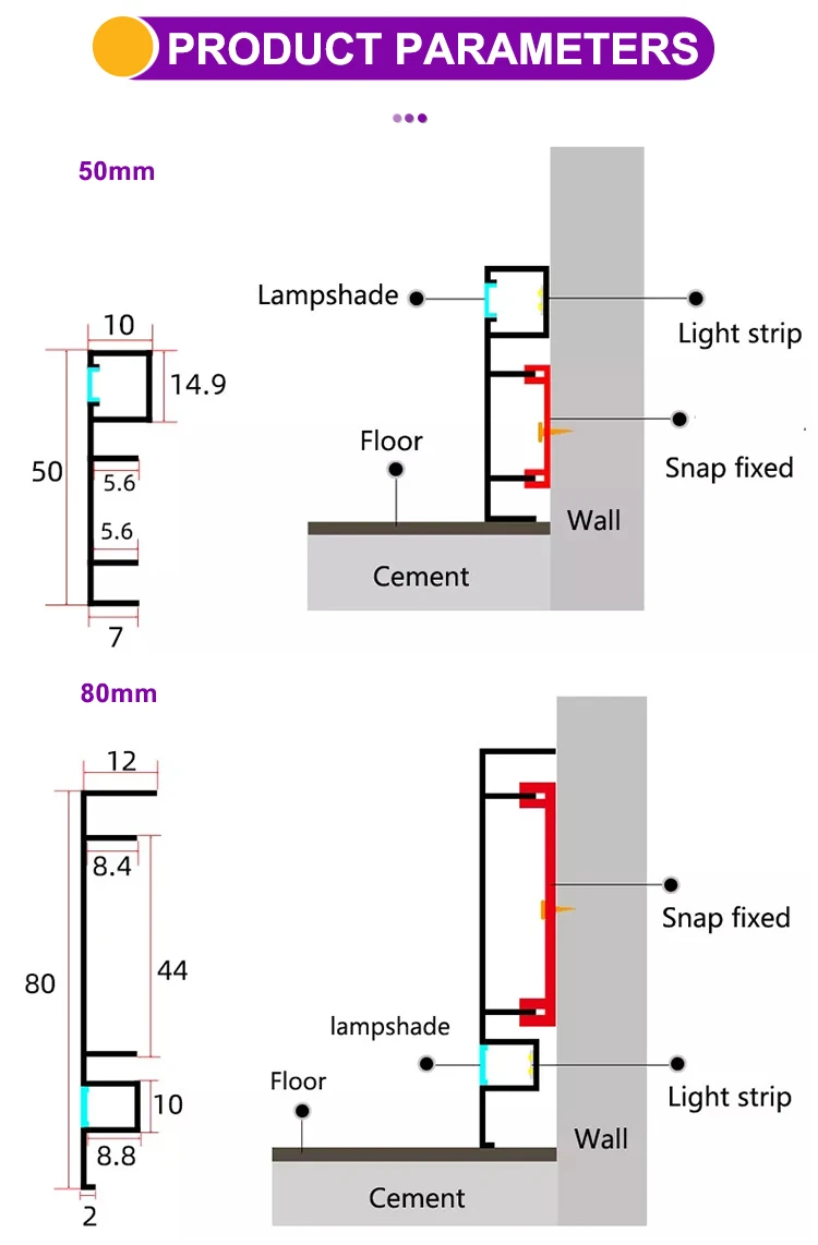 Wall Led Skirting Board Aluminum Skirting Light Floor Skirting Line Led ...