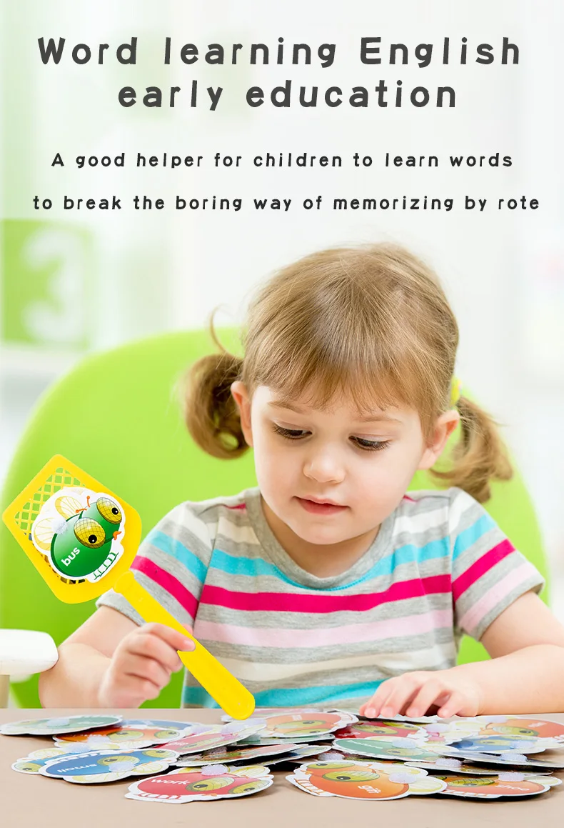 Word Learning Montessori Toys Kids Swatting Flies Games Educational ...
