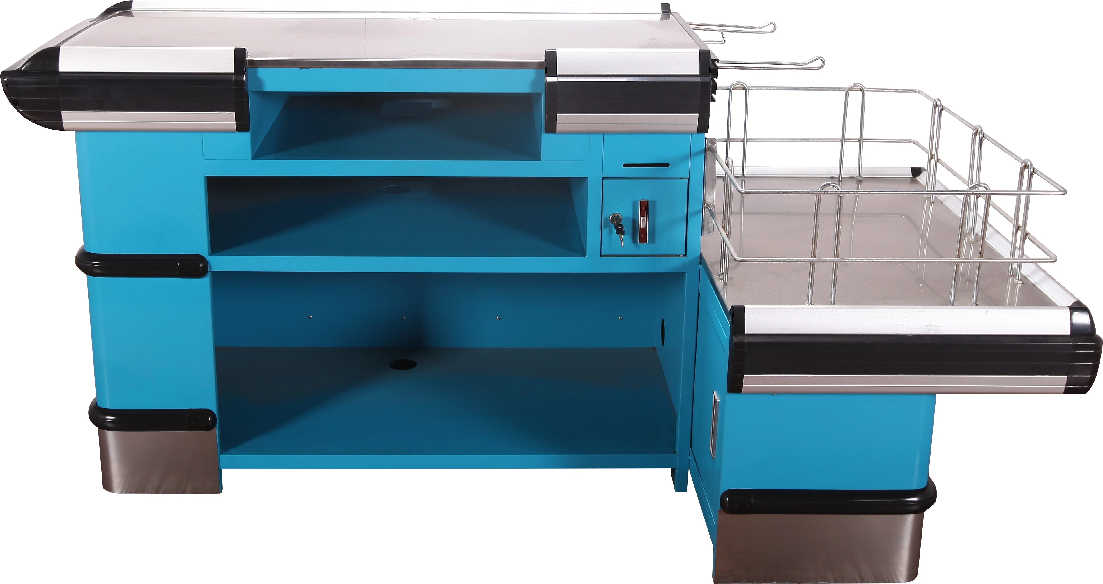 Modern Metal L Shape Supermarket Cashier Desk Checkout Counter For ...