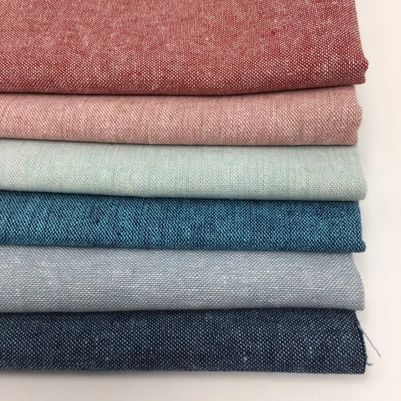 55% linen 45% cotton yarn dyed chambray linen cotton blend fabric roll ...