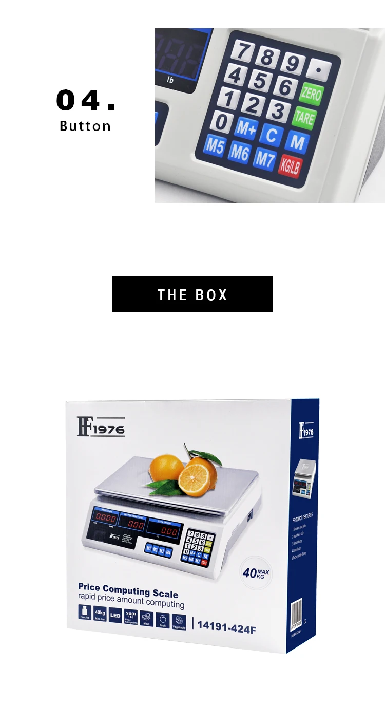 FF1976-424F Digital Weighing Scale - 40kg Capacity, Dual Display ...