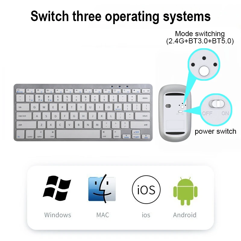 COUSO Wireless Keyboard and Mouse Combo - 78 Keys Rechargeable