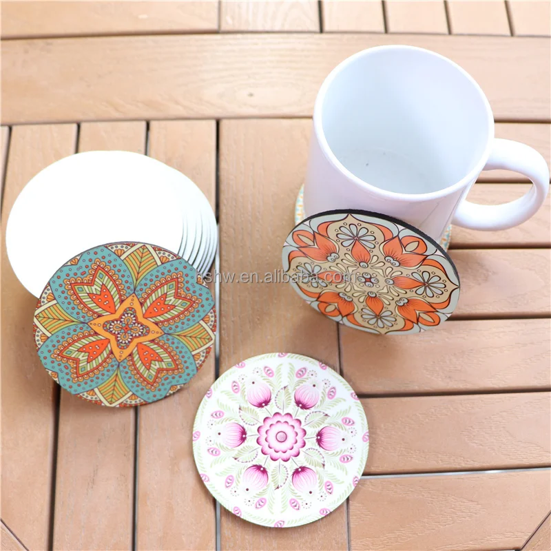Modern Design 4mm Mdf Sublimation Blank Round Wooden Coaster With Cork ...
