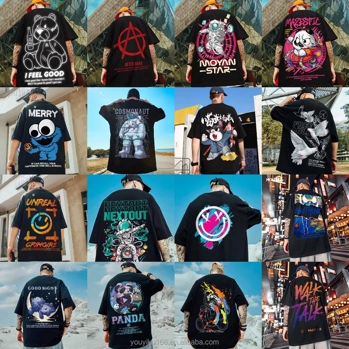 Cotton Oversized Tshirt For Men Clothing Printing Graphic Streetwear ...