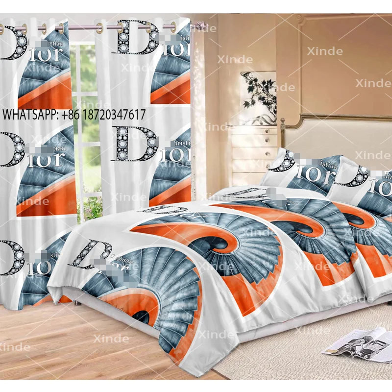 Customized 6 Pieces Designer Bedding Set With Matching Curtains King ...