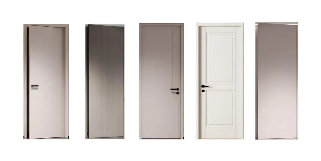 PA Custom Modern Houses Wooden MDF Interior Doors with Aluminum Frame