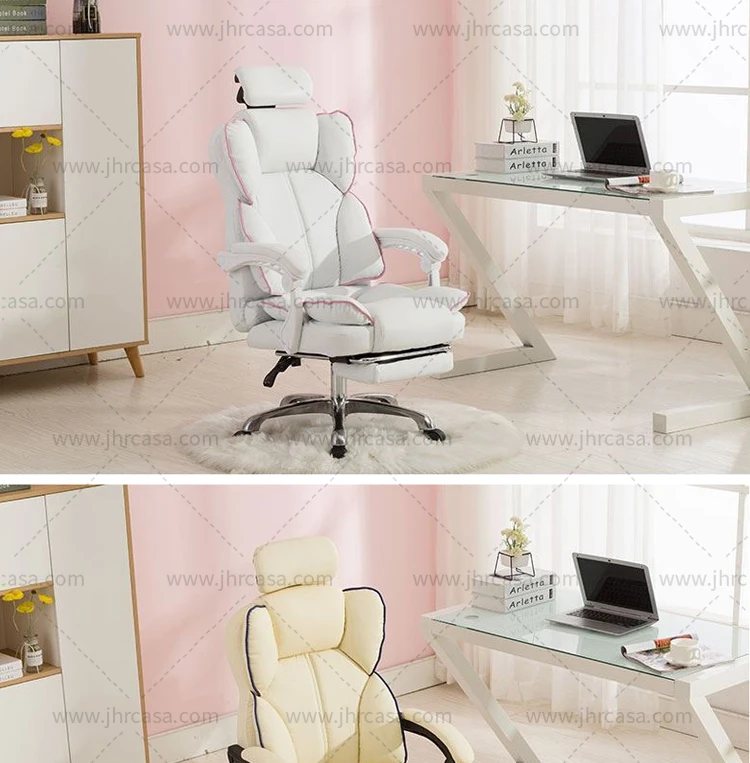 Modern Luxury White Leather Wheels Executive Office Computer Chair ...