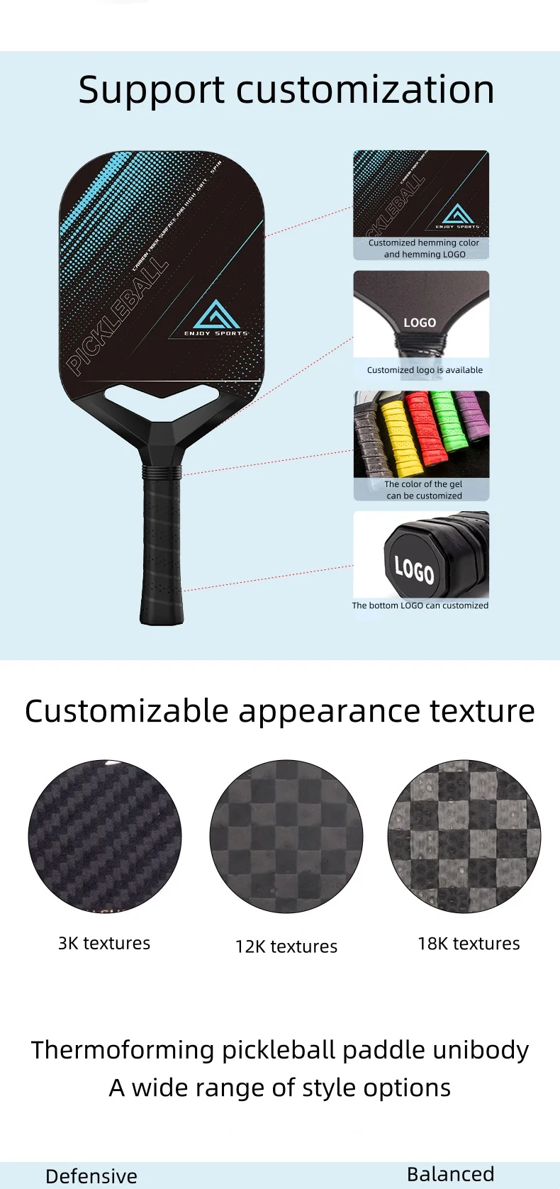 Usapa Approved Thermoforming Pickleball Paddle Carbon Fiber Customized ...