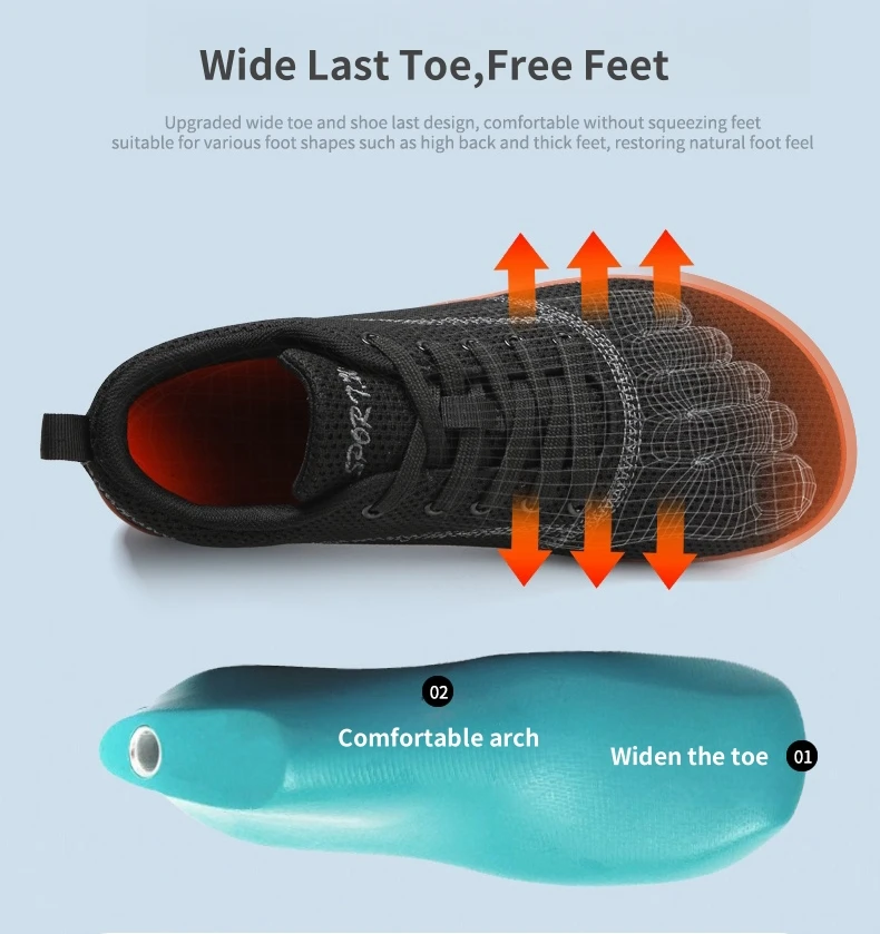 Yoris New Design Wide Toe Box Flexible Zero Drop Men Urban Style Casual ...