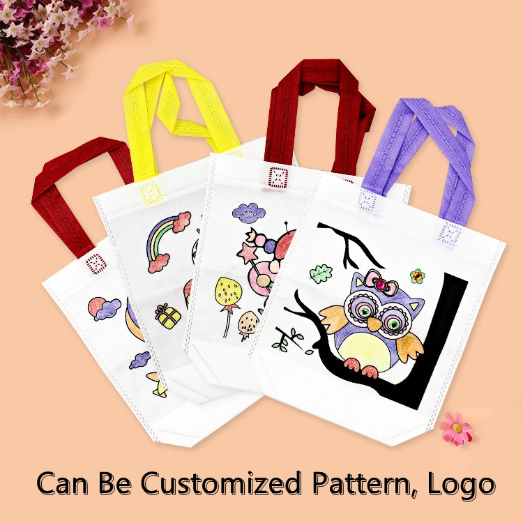 Child Diy Cute Cartoon Coloring Bags Reusable Eco Coloring Carnival ...