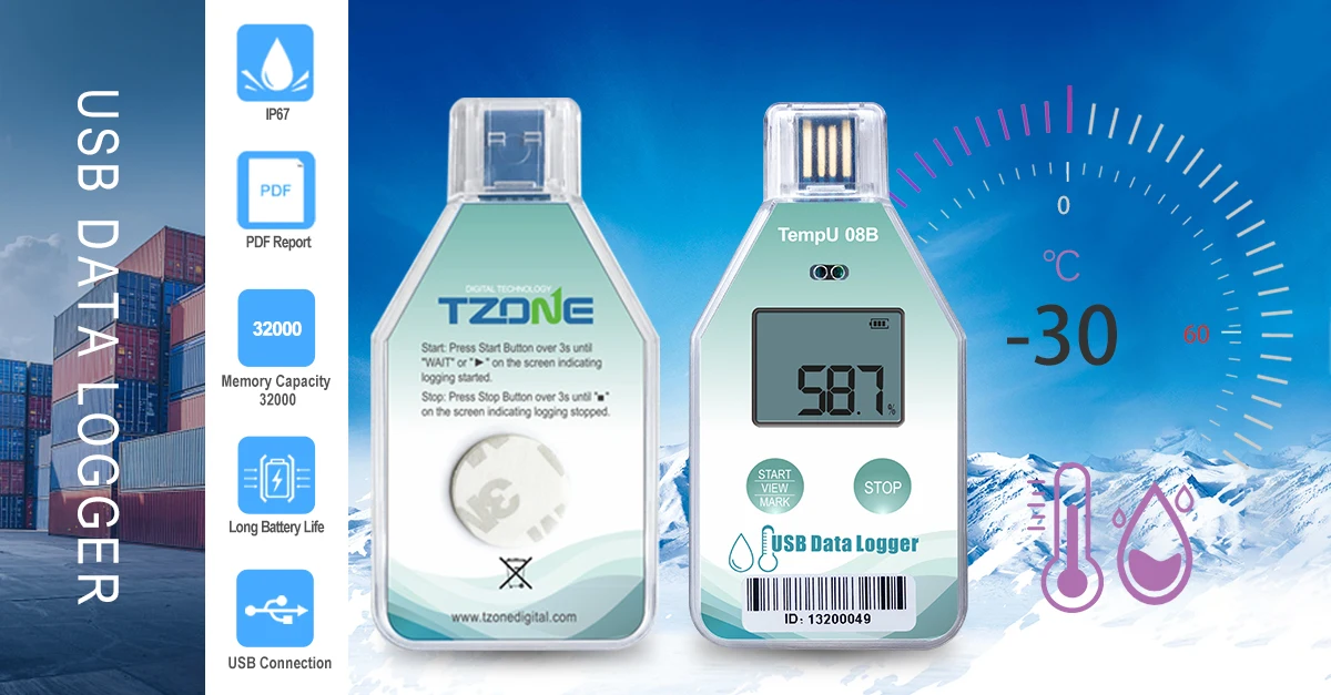 便携式一次性温湿度数据记录器temppu08b - Buy 便携式一次性温度和湿度数据记录器,Pdf一次性usb数据记录器冷链,Usb数据记录仪湿度数据记录器 Product on ...