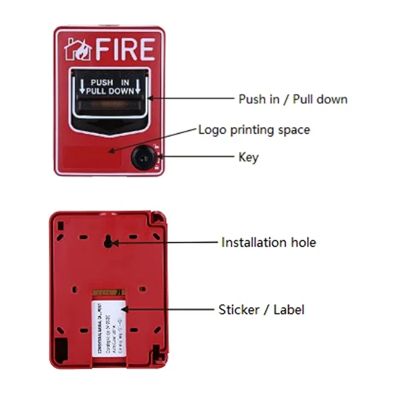 DC9-28V Manual Call Point Push Button Indoor ABS Fire Alarm System for ...